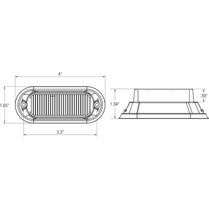 Buyers Products 4 Inch Low Profile Rectangular LED Amber Strobe Light ...