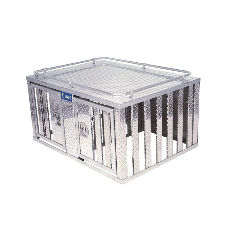UWS Bright Aluminum 48" x 48" Double-Door Dog Box with Divider Model D ...