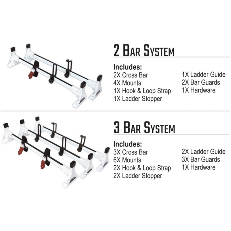 Vantech 3-Bar Black Aluminum Bolt-On Ladder Rack System RAM ProMaster ...