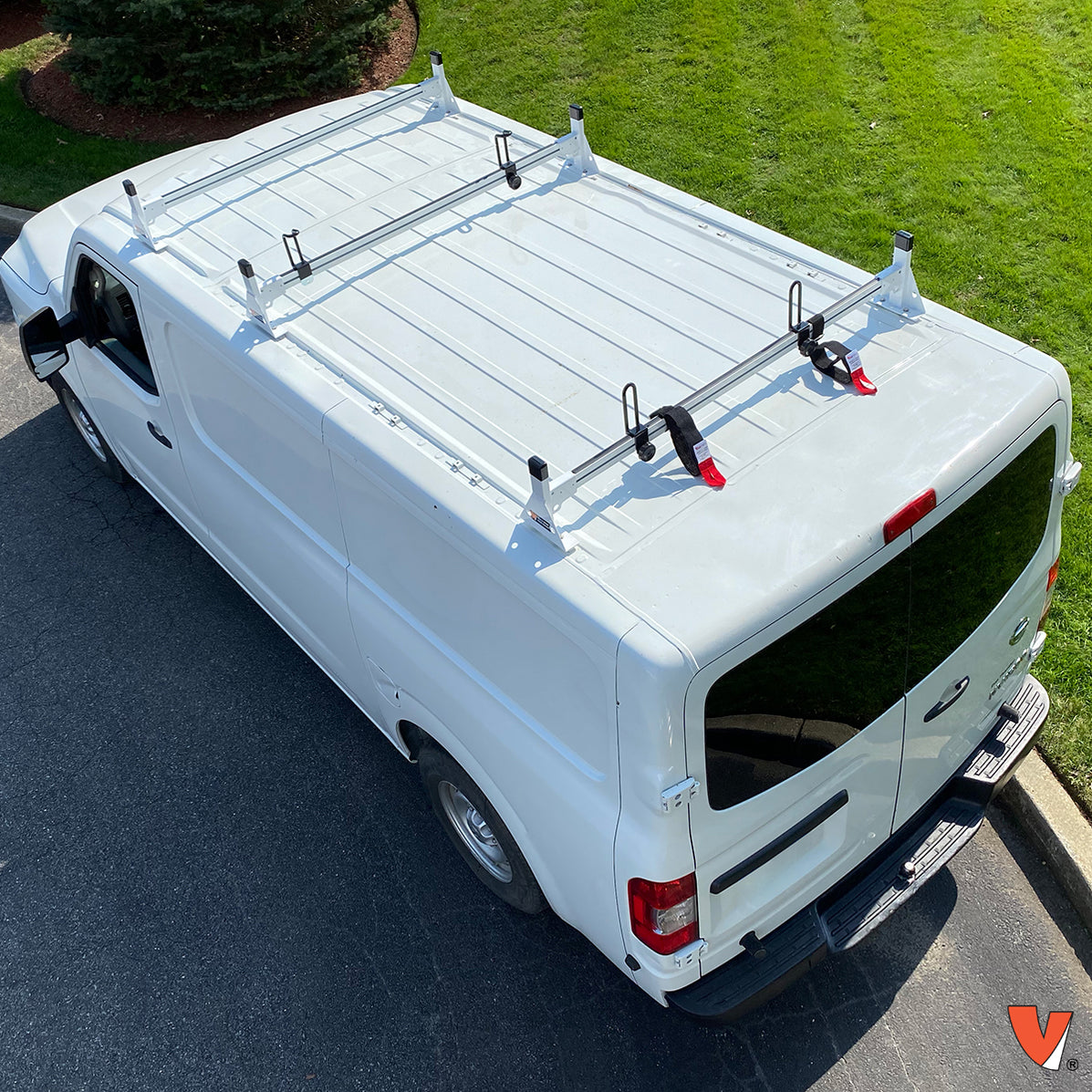 Vantech 3-Bar White Aluminum Bolt-On Ladder Rack System Nissan NV 2011 ...