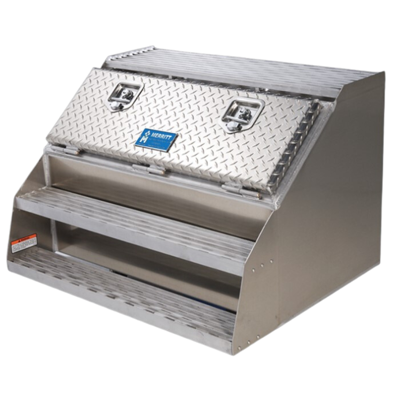 Merritt Saddle Box With Step 23.5"H x 28.5"D x 30"W Diamond Plate Door ...