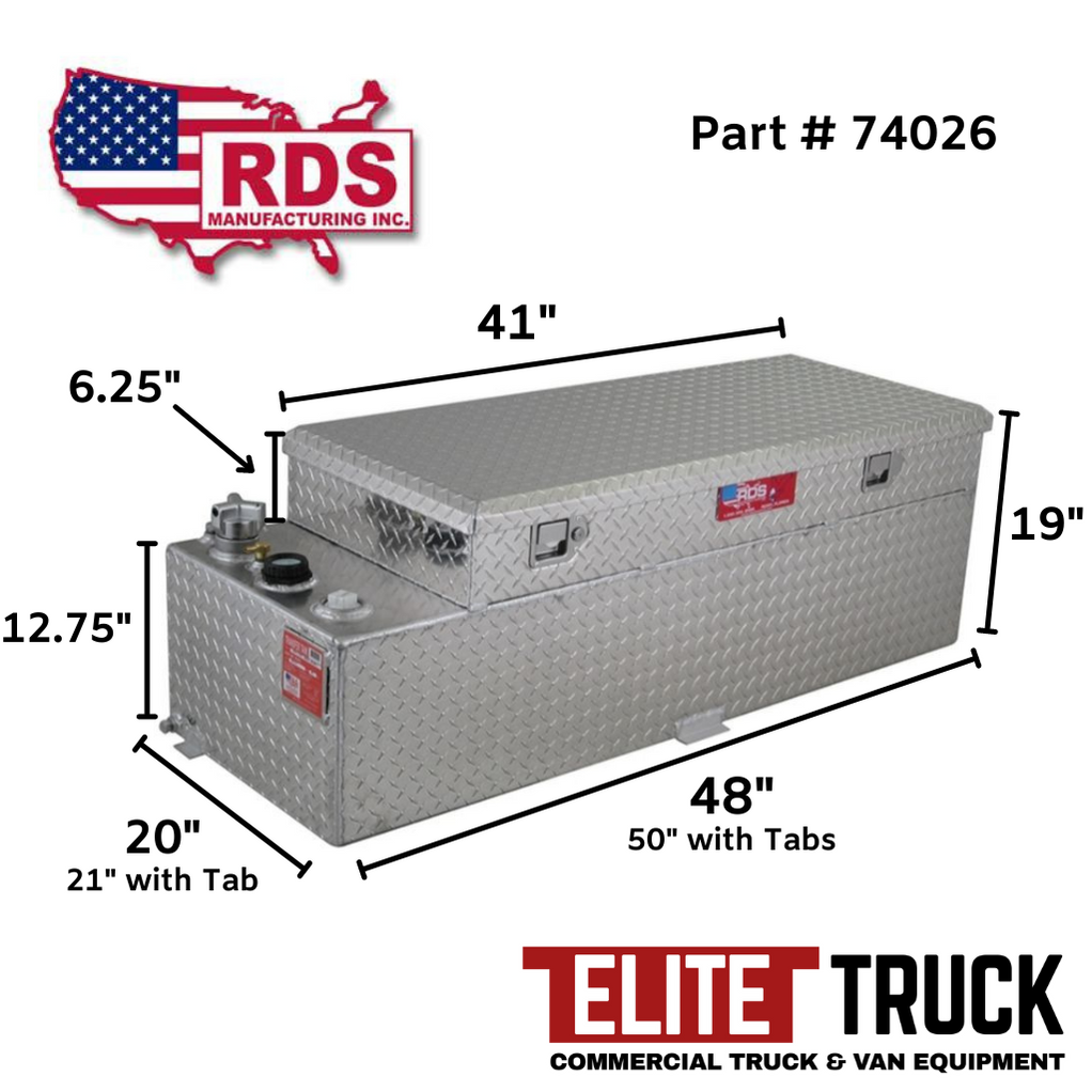 RDS 50 Gallon Transfer Tank & Toolbox Combo Bright Aluminum 48X20X19 M ...