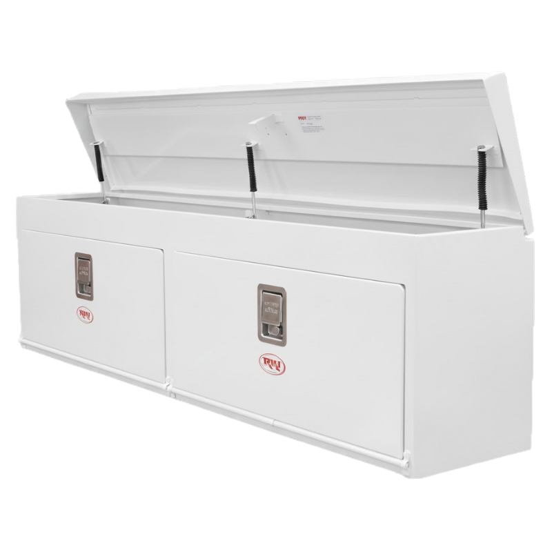 RKI Flatbed Chest Box With Top Opening Lid 72x20x14 White 14 Gauge Ste ...