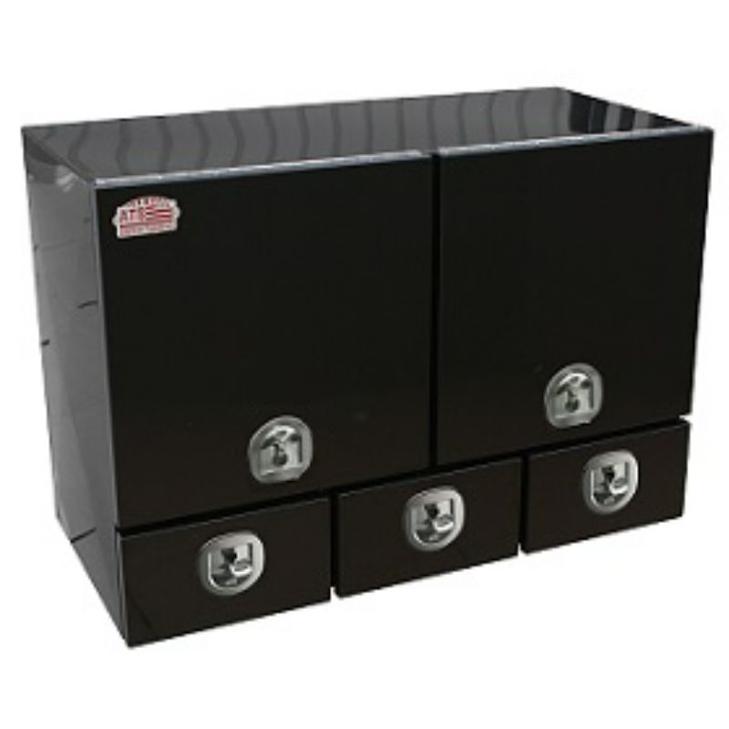 ATB Top Mount Toolbox Top Doors Bottom Drawers 28"H x 20"D x 94"W Blac ...