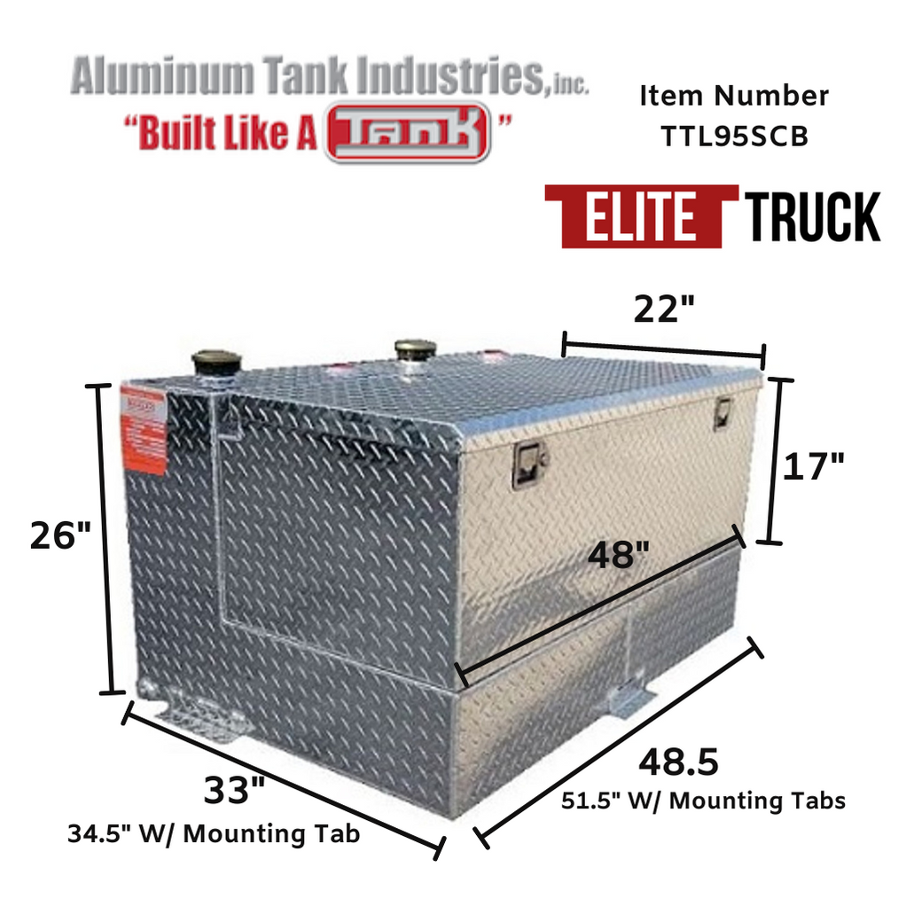 ATI 95 Gallon Split Transfer Tank/Toolbox Combo Bright Aluminum Model ...