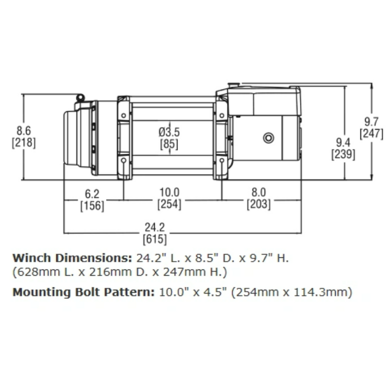 Warn 16.5ti-S Heavyweight Winch, Pull Capacity 16,500 lb, 80 Feet Of S ...