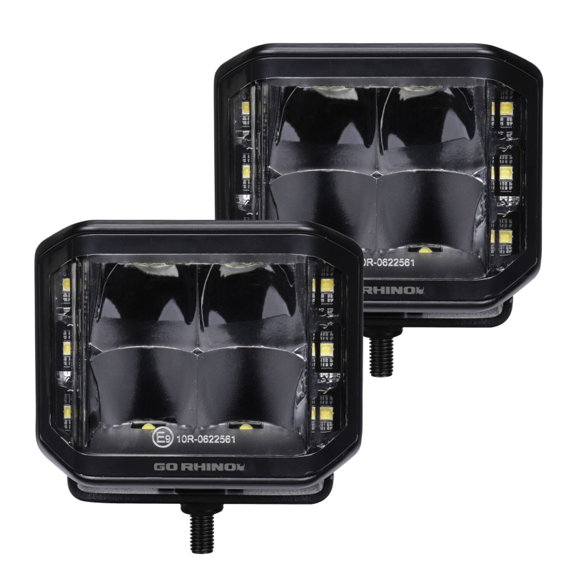 Go Rhino Blackout Series SIDELINE 4x3 LED Cube Spot Lights Without Amb ...