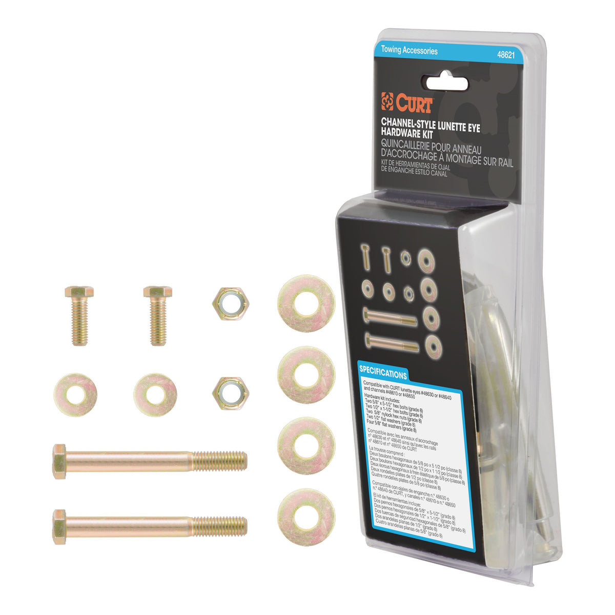 CURT Pintle Hitch Lunette Ring Hardware Kit, 4 Bolts Model 48621 ...