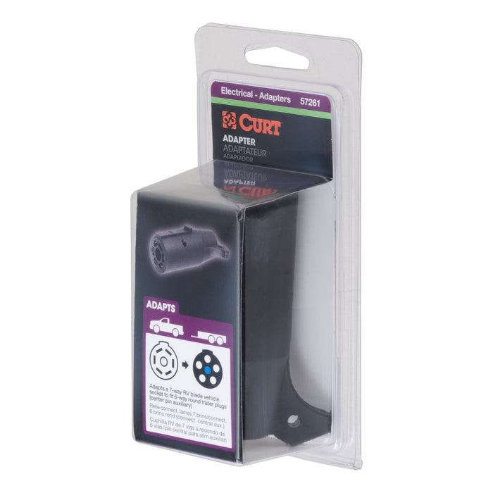 CURT 7-Way RV Blade Vehicle-Side to 6-Way Round Trailer Wiring Adapter ...