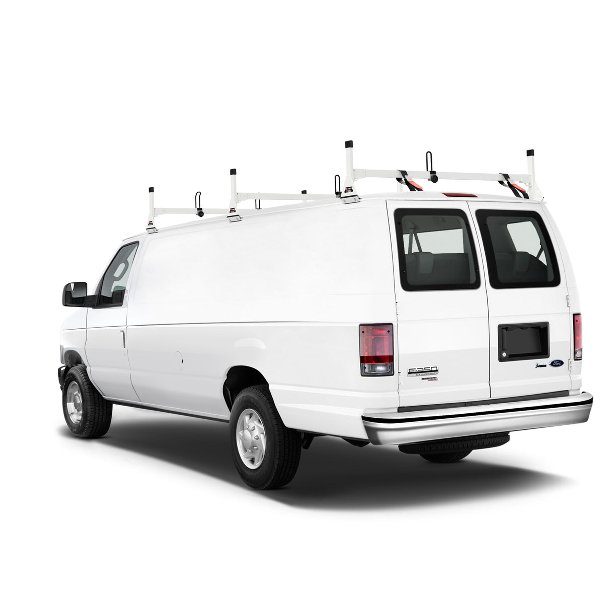 Vantech 3-Bar White Steel Clamp-On Ladder Rack System Ford Econoline 1 ...