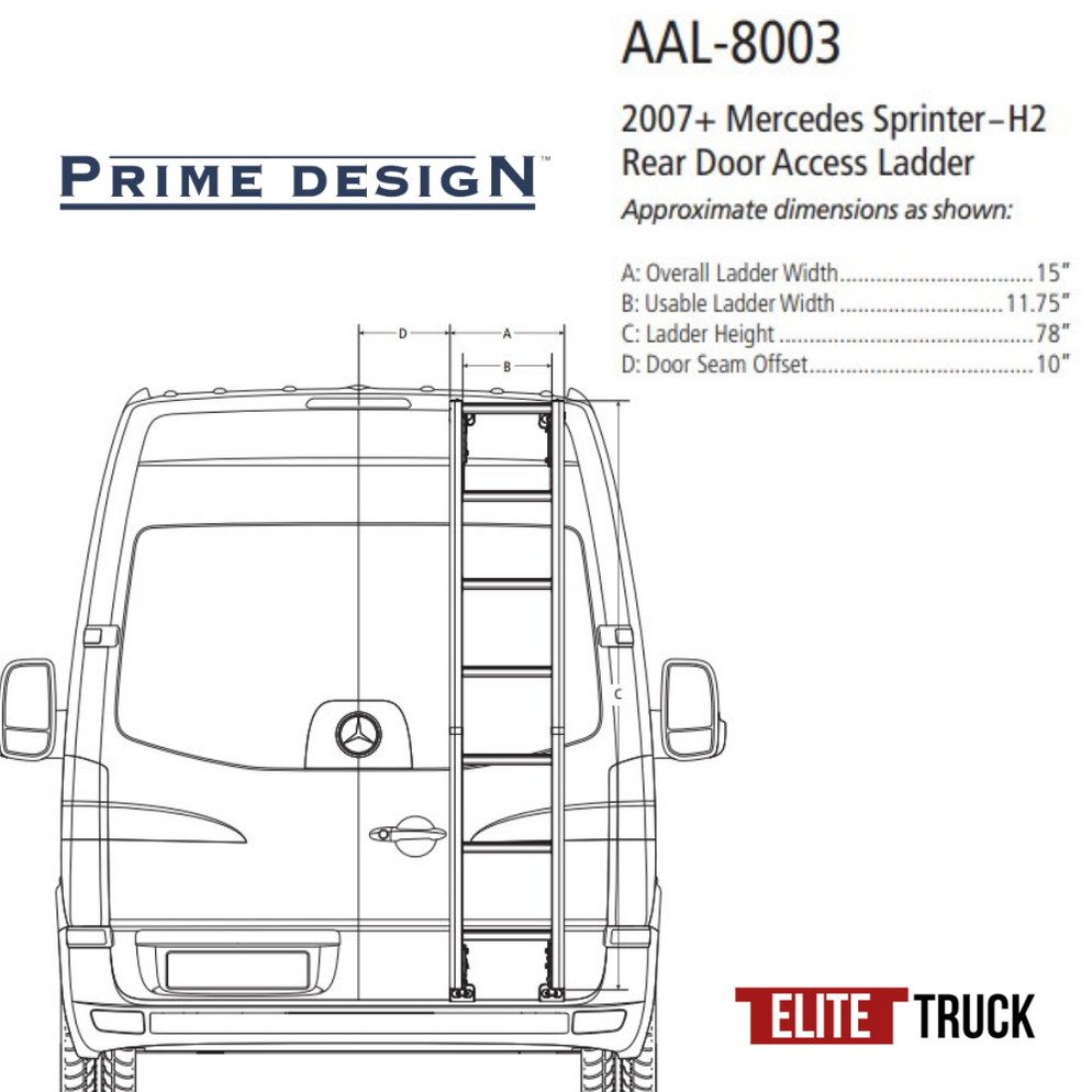Prime Design Aluminum Rear Access Ladder for Mercedes Sprinter High Ro ...