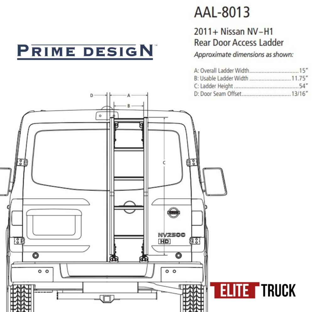 Prime Design Aluminum Rear Access Ladder for Nissan NV Cargo Low Roof ...