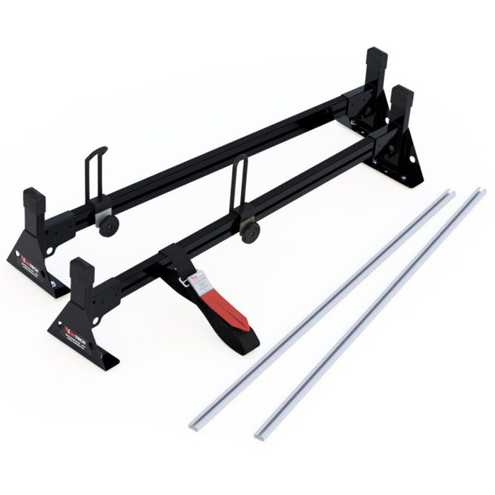 Vantech 2-Bar Black Aluminum Bolt-On Ladder Rack System Includes R16 T ...