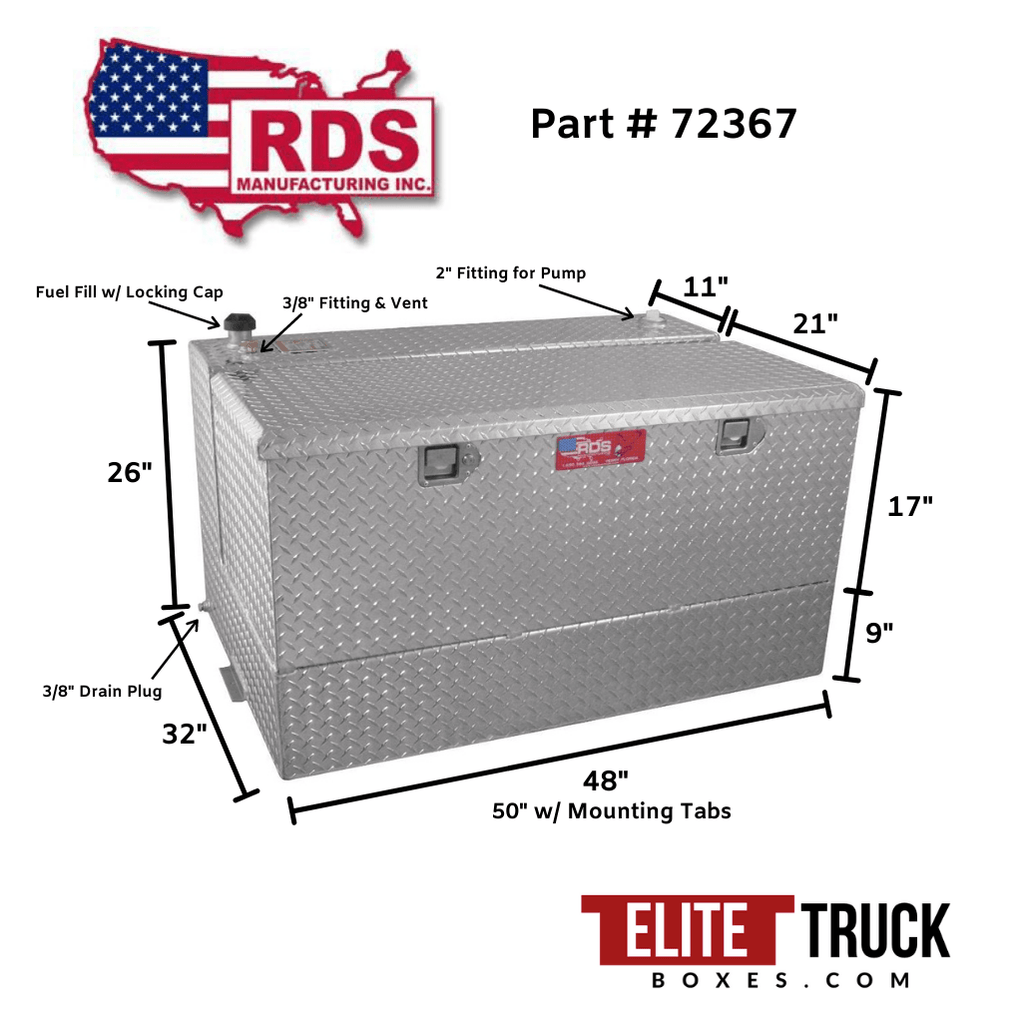 RDS 95 Gallon L Shape Transfer Tank & Toolbox Combo Bright Aluminum 48 ...